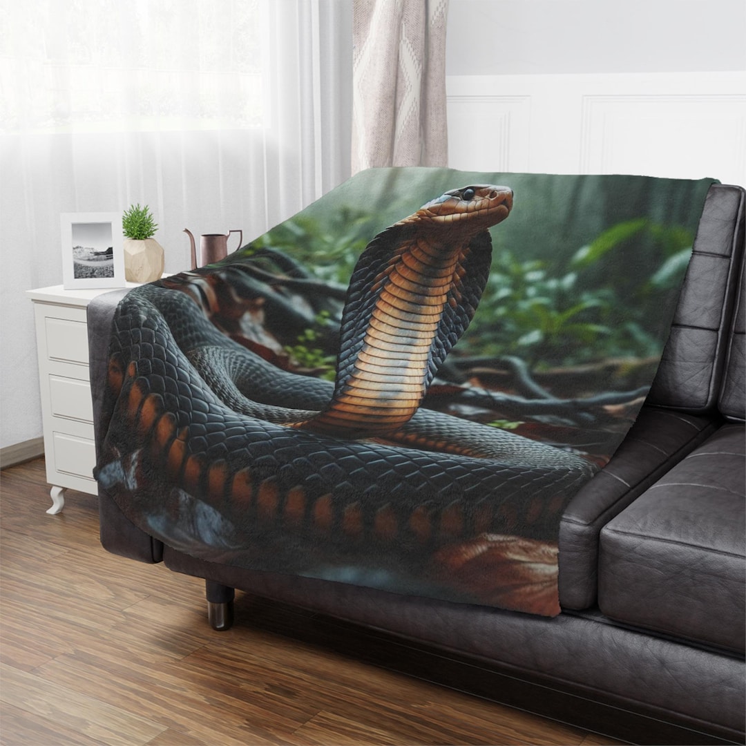 Warm & Cozy King Cobra 50x60 Minky Blanket, Large Bed or Couch , Cute ...