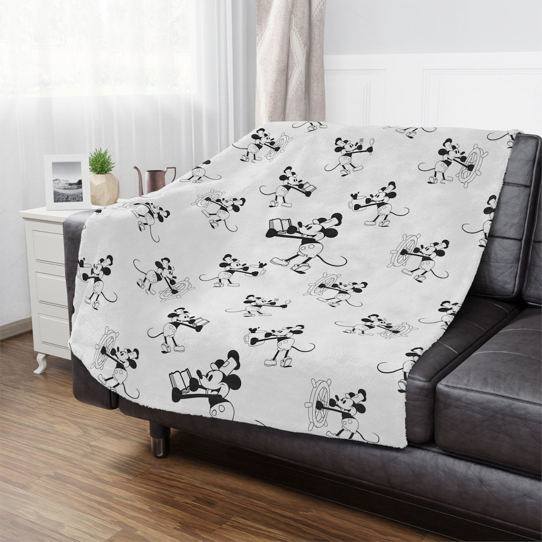 Cute Warm & Cozy Steamboat Willie 50x60 Minky Blanket, Large Throw or ...