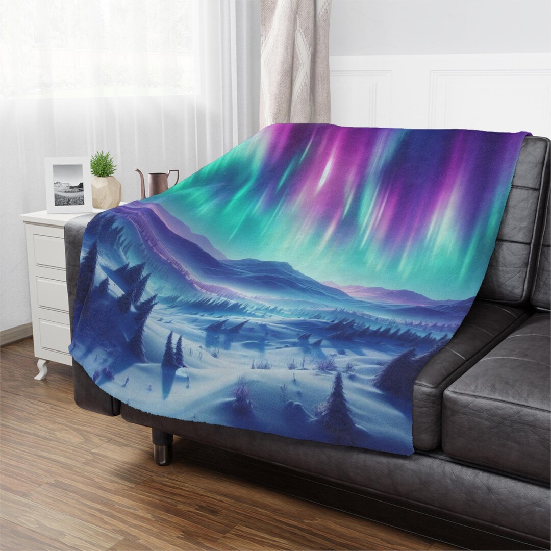 Warm & Cozy Beautiful Aurora Borealis 50x60 Minky Blanket, Northern ...