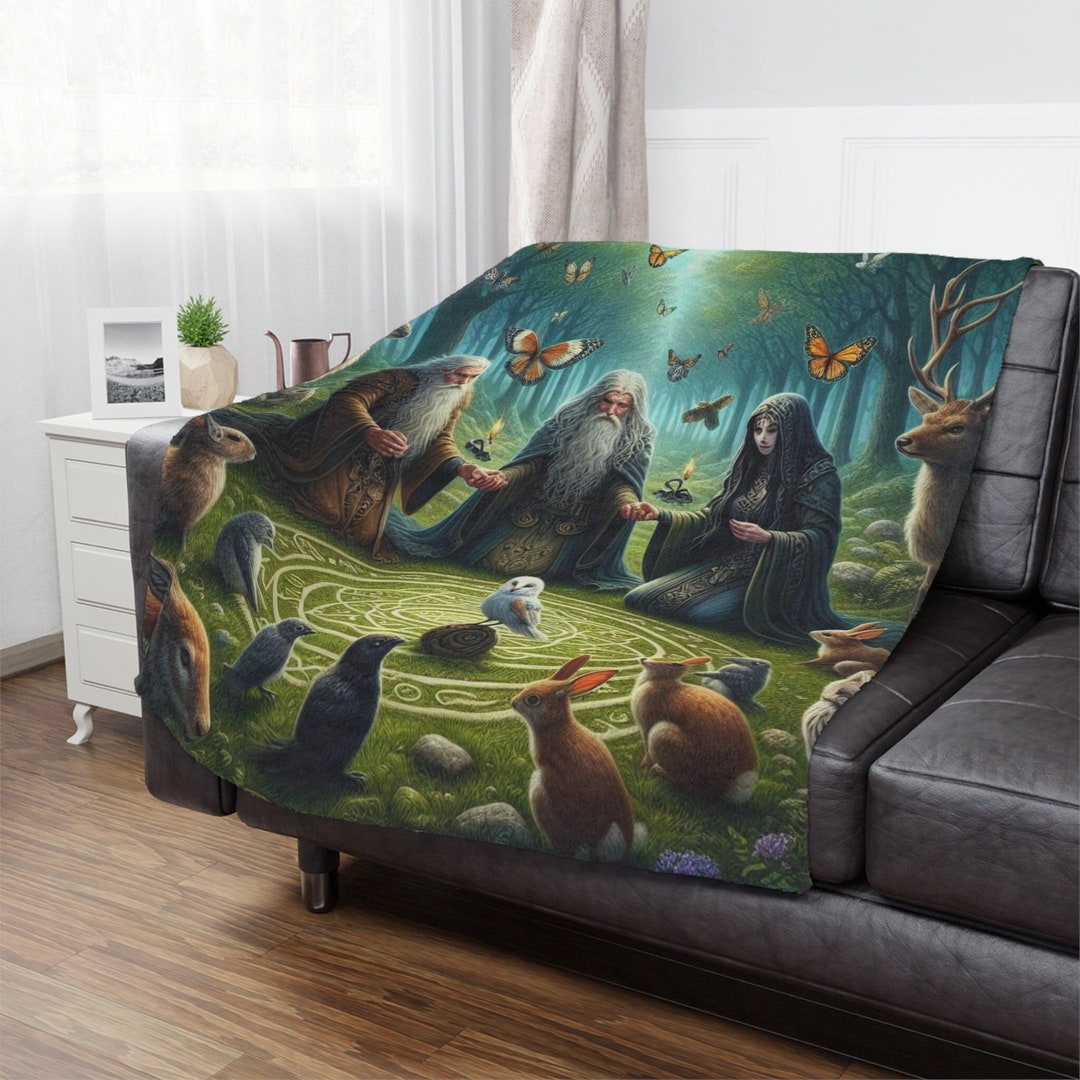 Circle of the Shepherd Warm & Cozy 50x60 Minky Blanket, Large Feywild ...