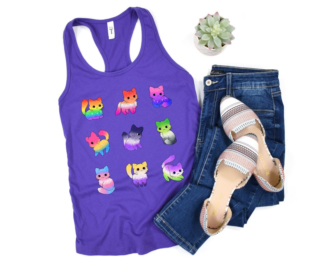 Kawaii Pride Kitties and Cats Racerback Tank, Love is Love Gay Pride ...