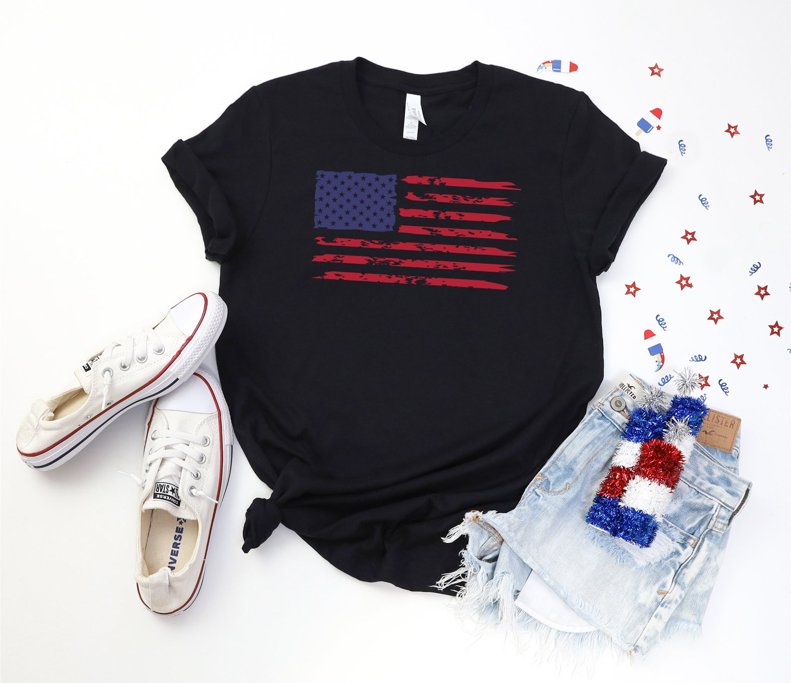 American Flag Red White Blue Shirt 4th of July T-shirt July - Etsy