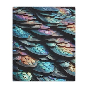 Warm & Cozy Beautiful Blue Iridescent Dragon Scale 50x60 60x80 Minky ...