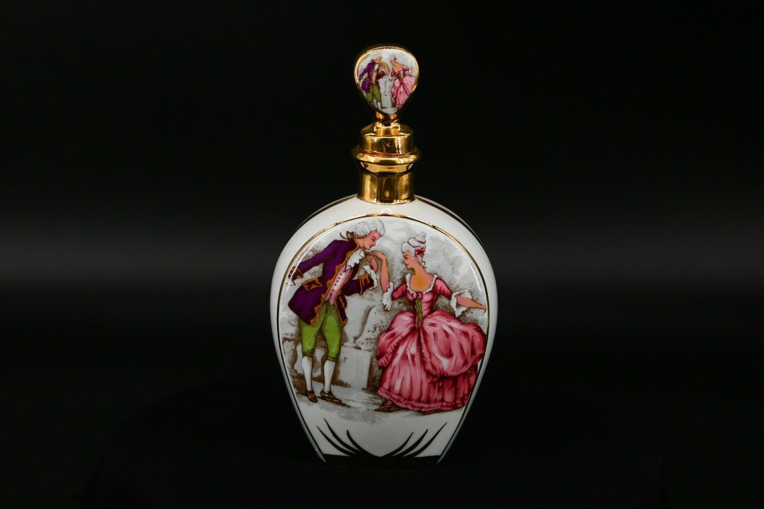 Vintage Jager Porcelain Liquor Bottle, Rococo Gallant Couple Decor ...