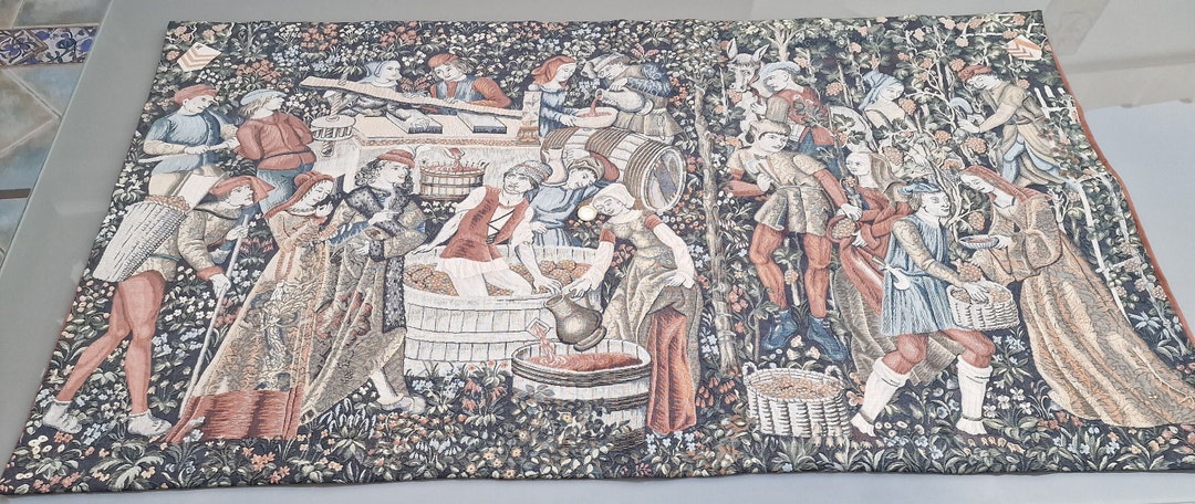 Vintage Grape Harvest Tapestry Flanders Tapestries Millefleurs - Etsy
