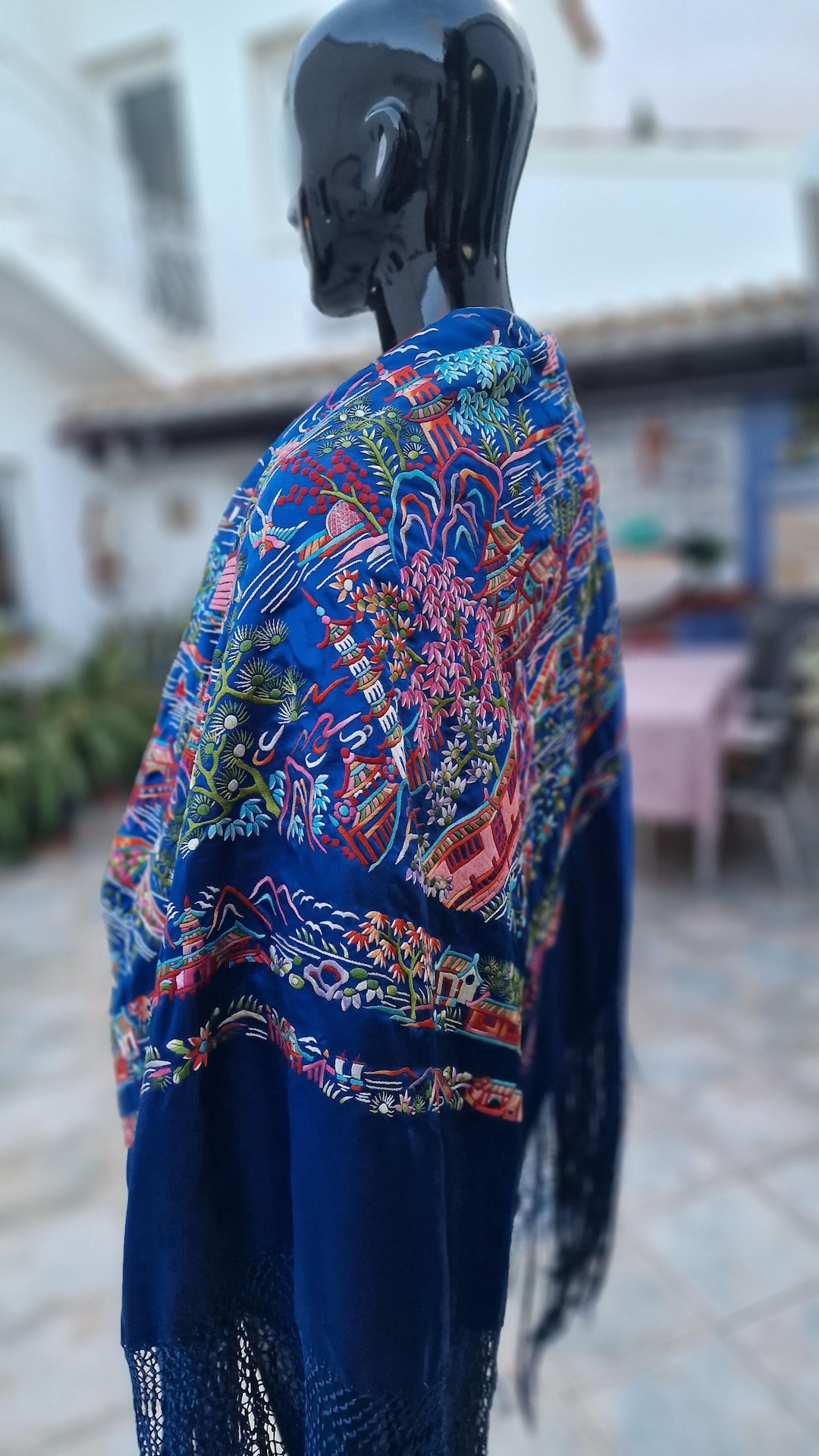 Mantón De Manila De Seda Vintage Para Flamenca. Cuenta Con Bordado a ...