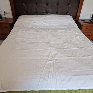 Antique Linen Bedding Set With Monogram M and Openwork - Sheet and Long ...