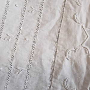 Antique Linen Bedding Set With Monogram M and Openwork - Sheet and Long ...