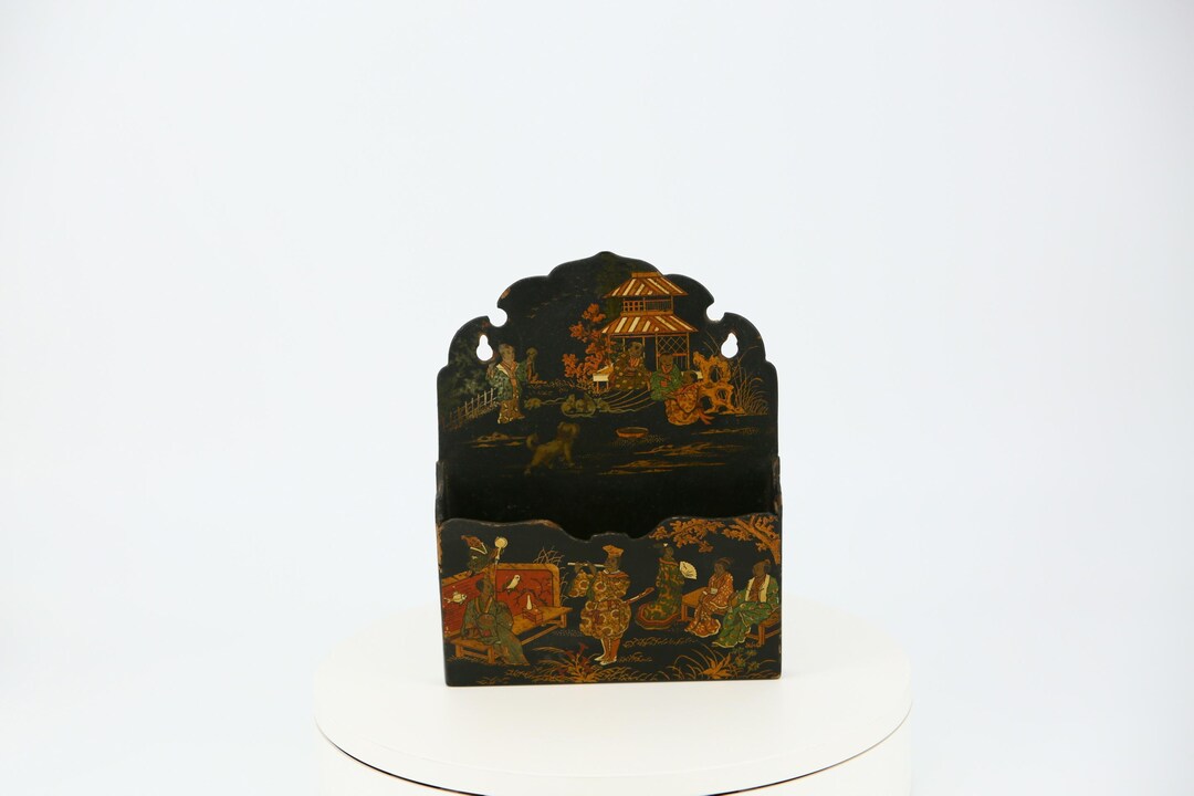 Japanese Lacquered Wood Letter Holder With Traditional Scenes - Etsy