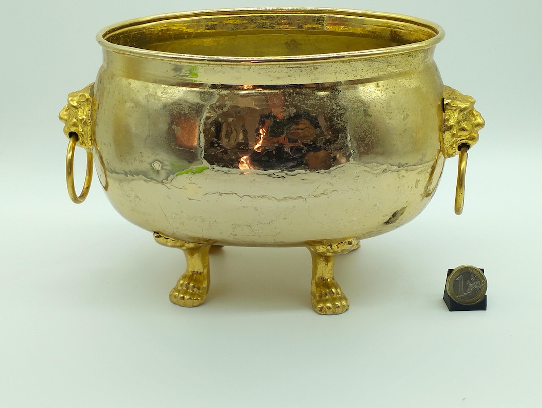 Antique Brass Cauldron With Claw Feet and Lion Handles - Etsy