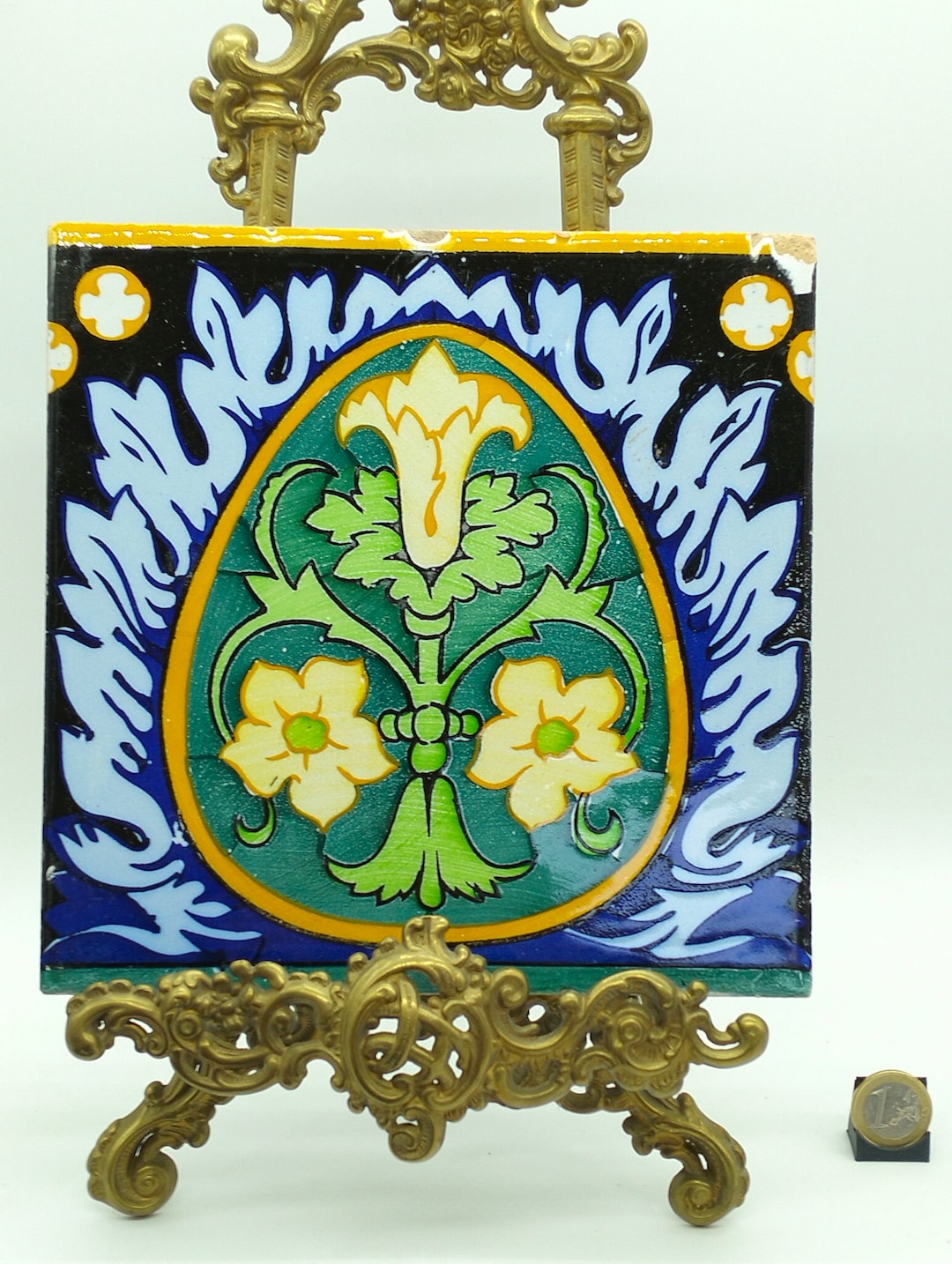 19th Century Valencia Tile - Polychrome Modernista Ceramic - Etsy
