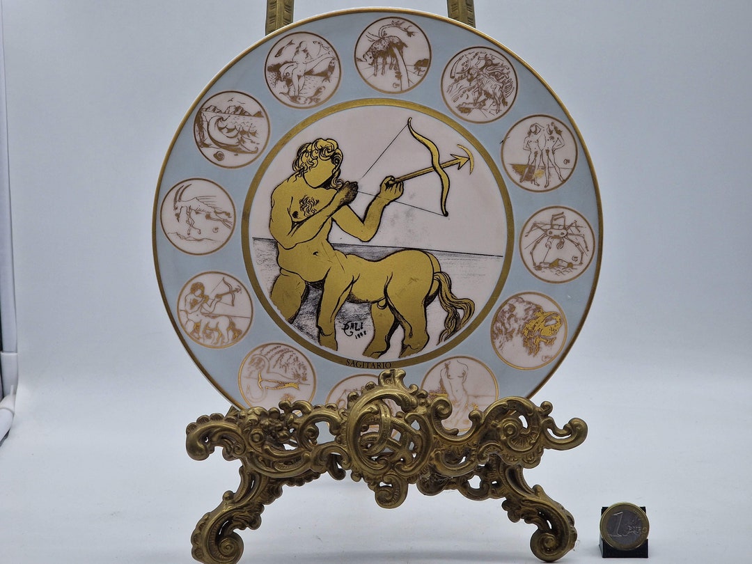 Salvador Dalí Sagittarius Zodiac Plate - Dapor Porcelain Gold Series ...