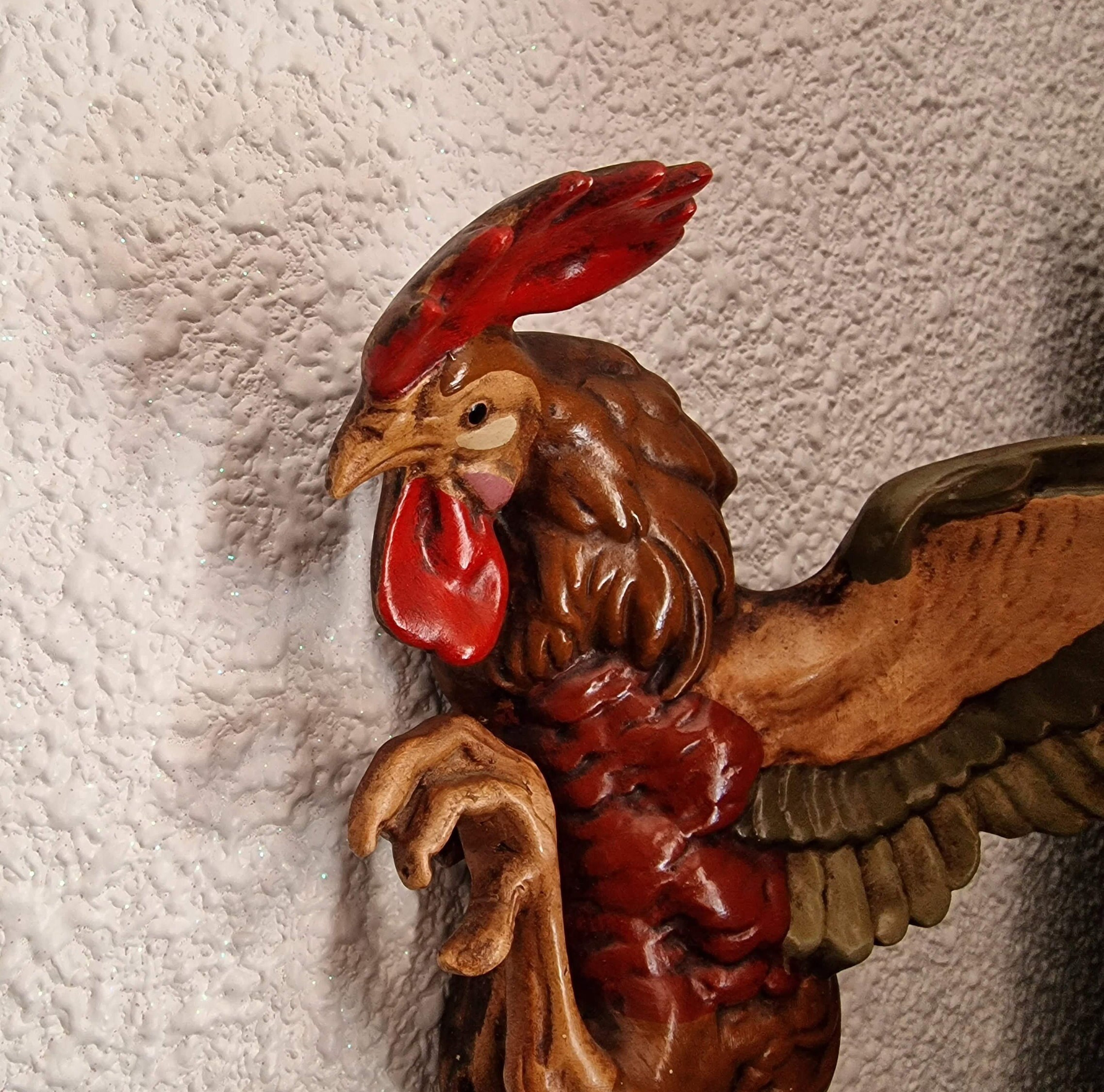 Pair of Polychrome Stucco Roosters - Etsy