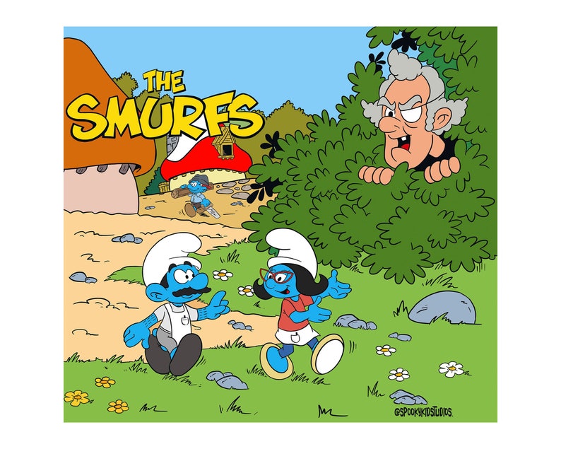 The Bobs Burgers and Smurfs Cartoon Wall Art Print | Pop Culture ...