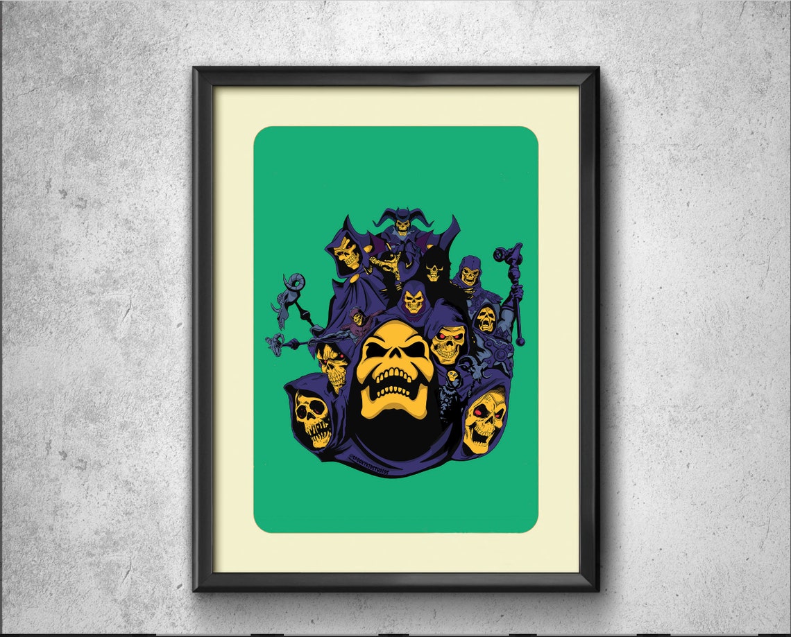The Many Faces of Skeletor Wall Art Print Masters of the Universe, He ...