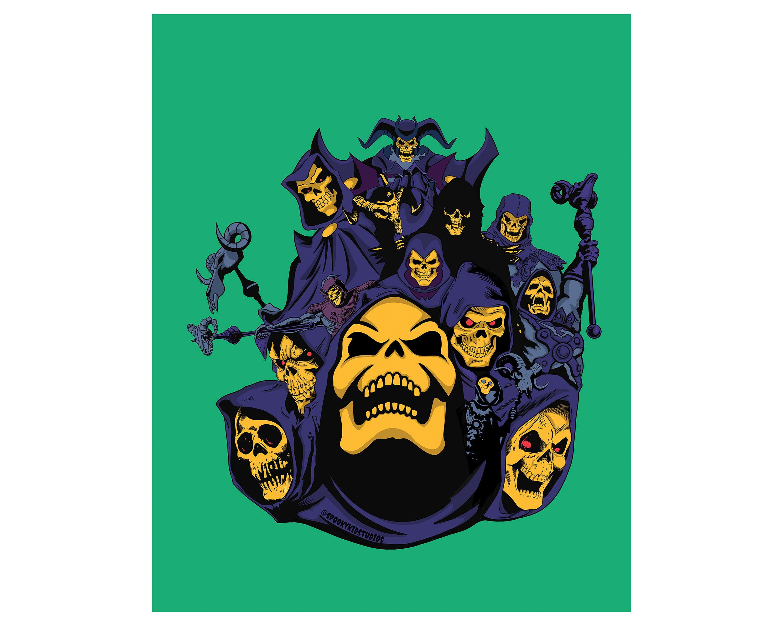 The Many Faces of Skeletor Wall Art Print | Masters of the Universe, He ...