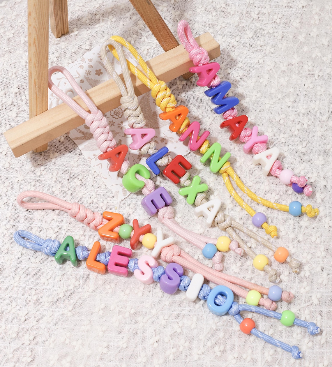 Personalized Name Beads Chunky Keychain Paracord Art Cool Gift Back to ...