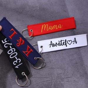 Custom Keychains | Custom Key Tags, Double Sided Text Embroidered ...
