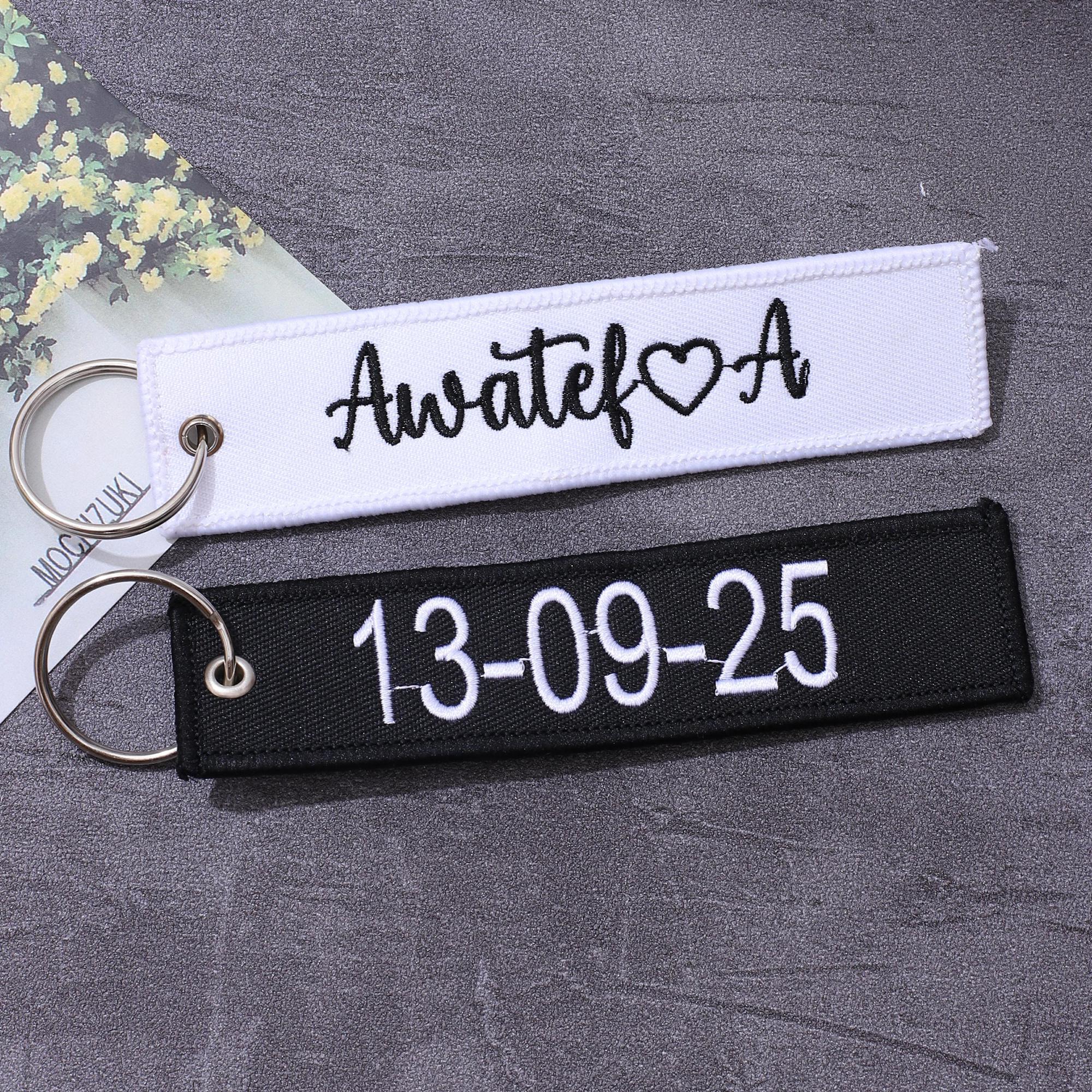 Custom Keychains | Custom Key Tags, Double Sided Text Embroidered ...