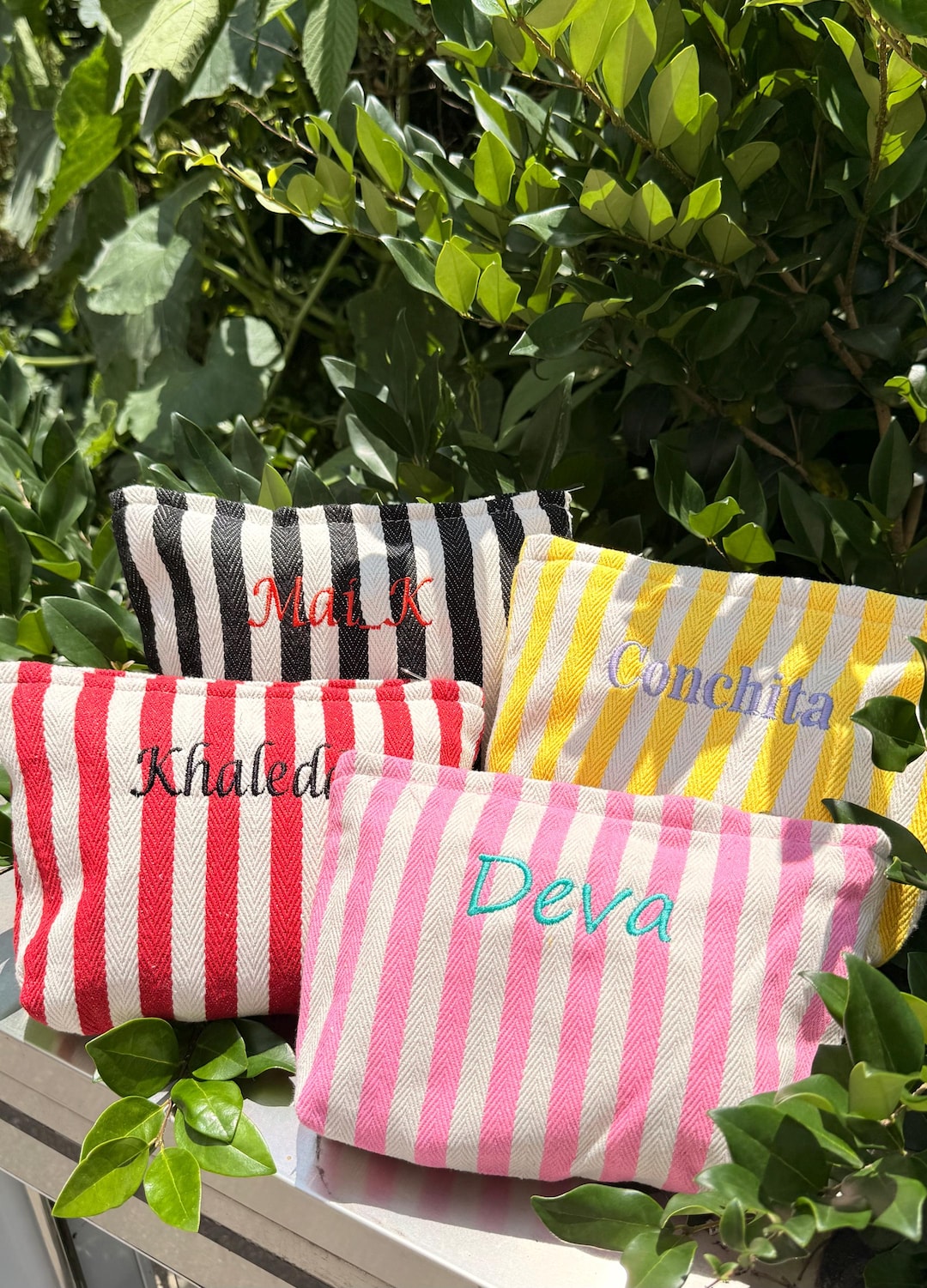 Pastel Striped Monogramed Makeup Bag, Personalized Toiletry Pouch ...