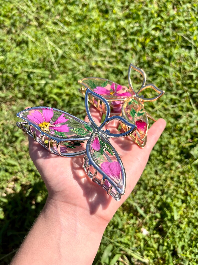 Butterfly Claw Clip With Real Flowers - Etsy