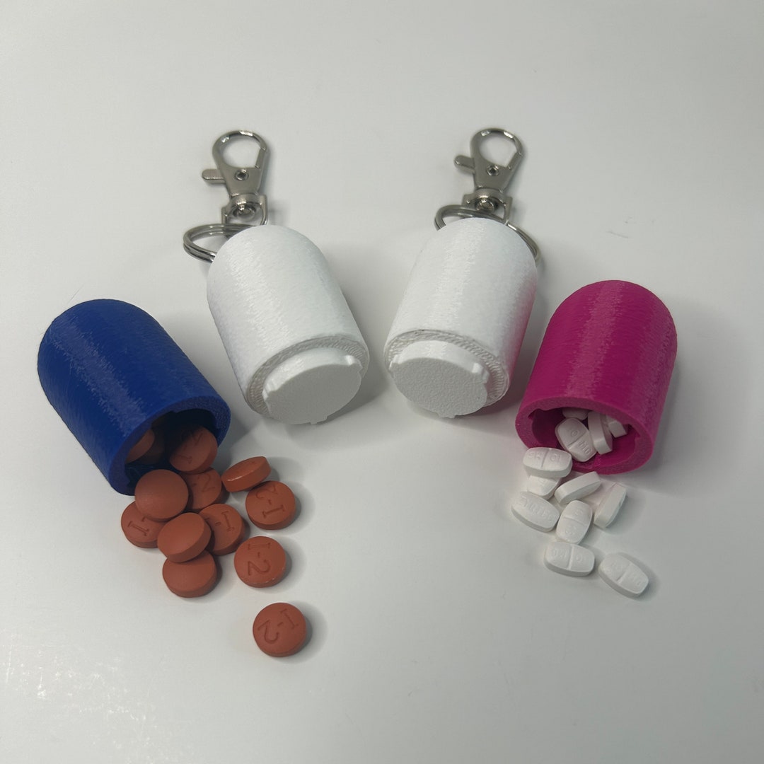 Med-mate (pill Container Keychain) - Etsy
