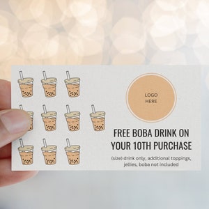 Boba Tea Loyalty Card Template: Printable Punch Card (digital) - Etsy