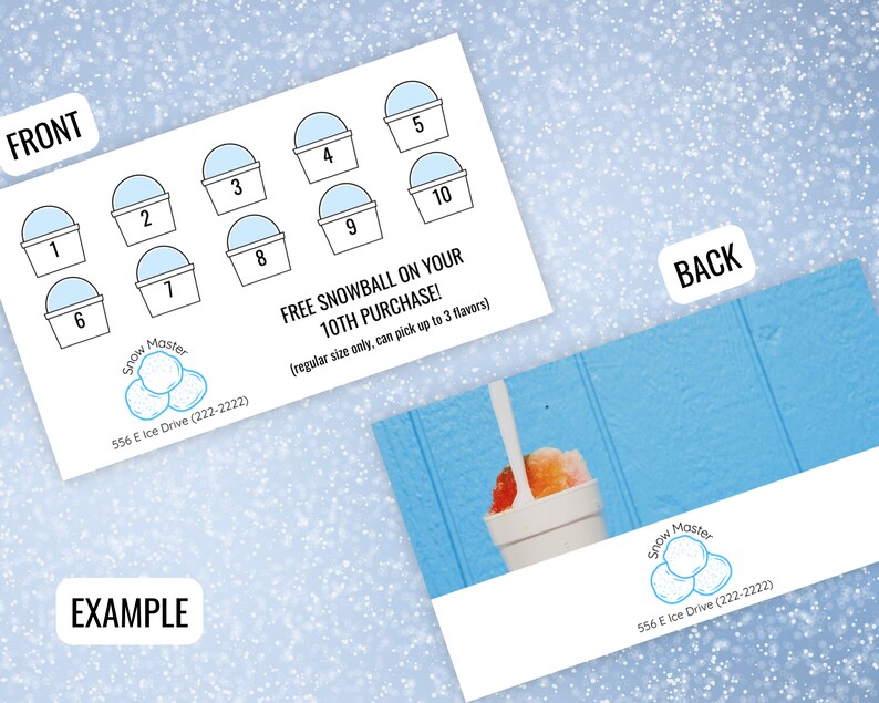 Snow Cone Loyalty Punch Card: Printable Business Template (editable in ...