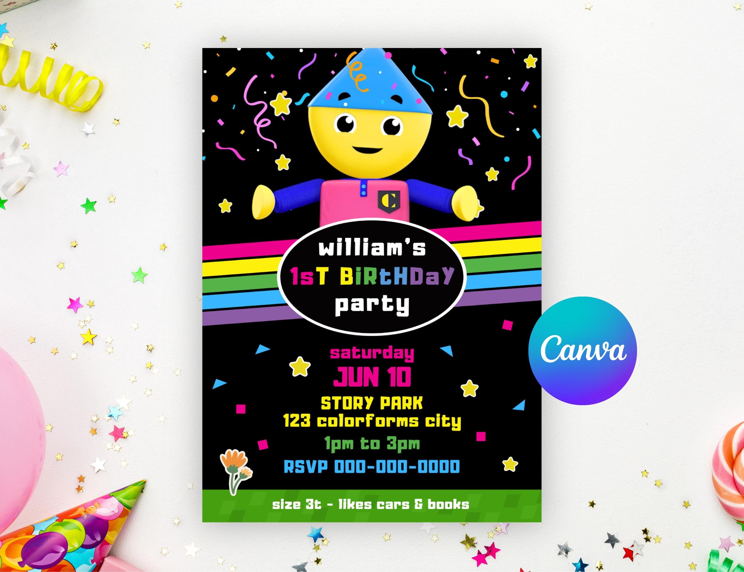 Charlie's Colorforms City Birthday Invitation: Editable Cartoon Party ...