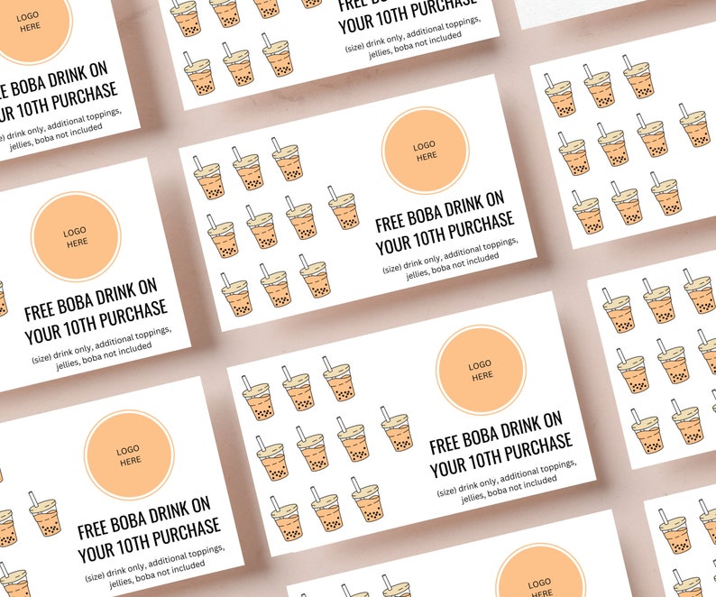 Boba Tea Loyalty Card Template: Printable Punch Card (digital) - Etsy