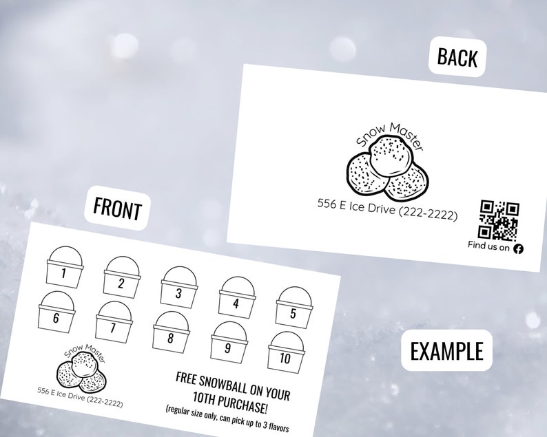Snow Cone Loyalty Punch Card: Printable Business Template (editable in ...