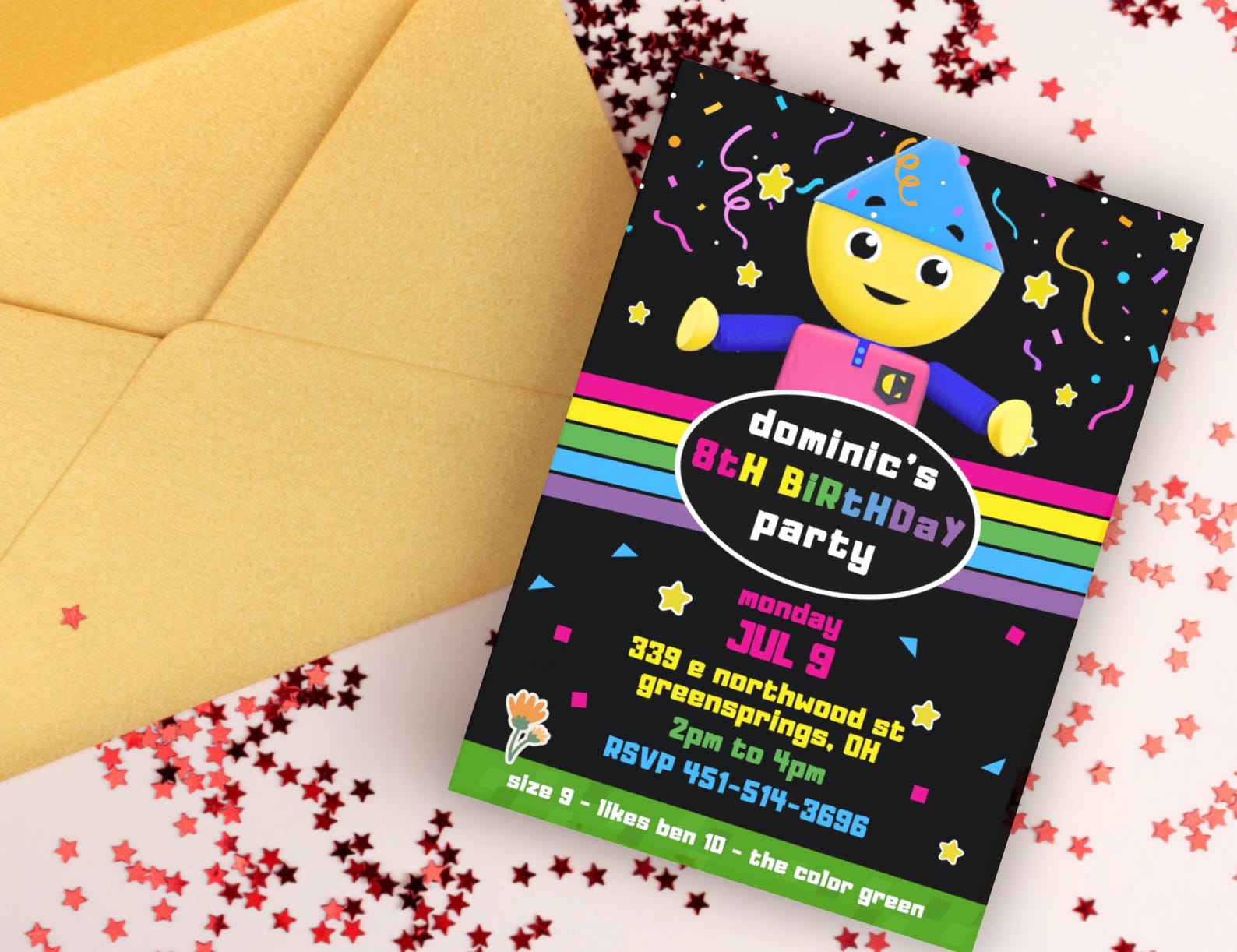 Charlie's Colorforms City Birthday Invitation: Editable Cartoon Party ...
