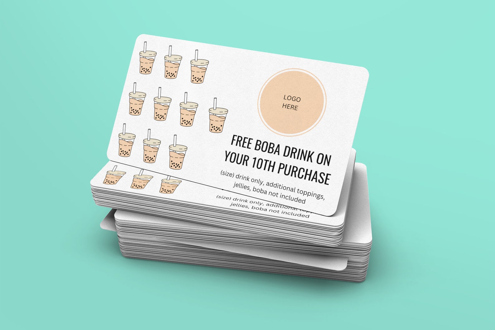Boba Tea Loyalty Card | Bubble Tea | Punch Card | Digital Template ...