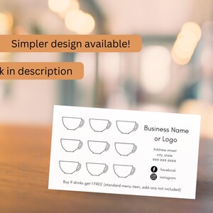 Coffee Tea Loyalty Card | Cafe Rewards | Punch Card | Digital Template ...