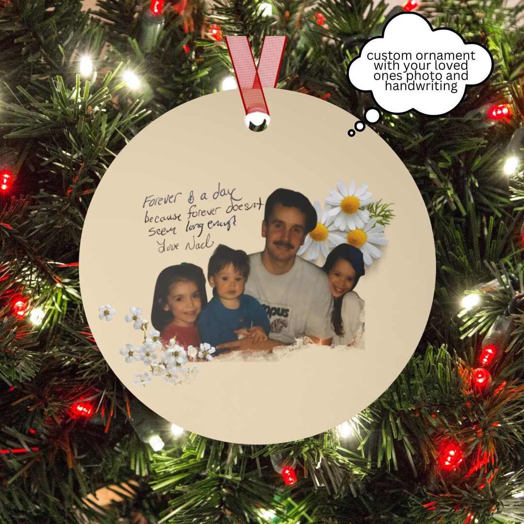 Custom Photo Ornament, in Memory Keepsake, Handwriting Gift, Christmas ...