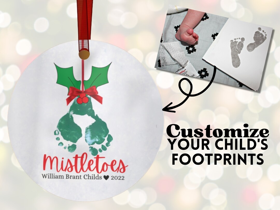Mistletoes / Mistletoe Ornament for Kids / Kids Feet Ornament / Custom ...