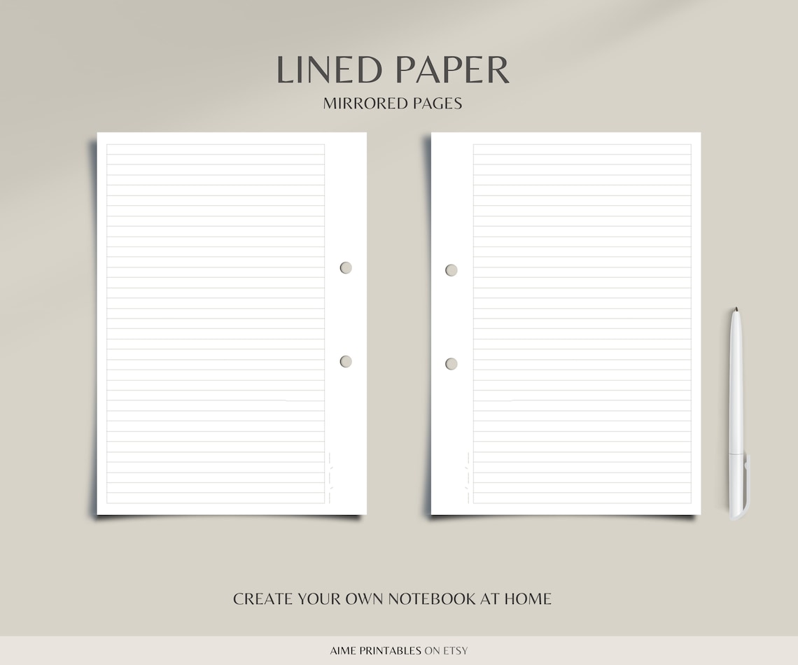Notebook Paper Pages Printable | Graph Paper, Lined Ruled Note Taking ...
