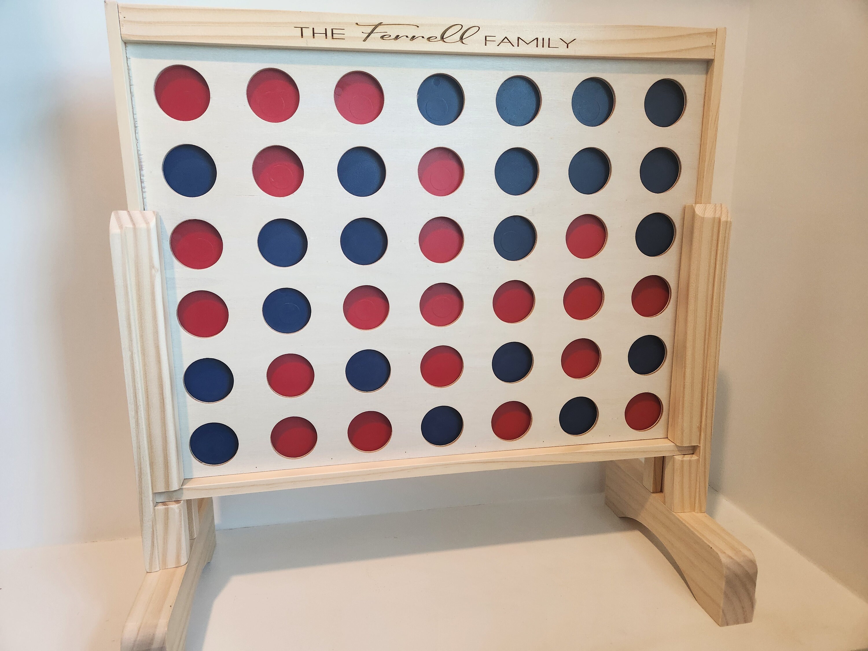 Personalized Giant JUMBO Handcrafted Tabletop 4-in-a-row Game Wooden ...