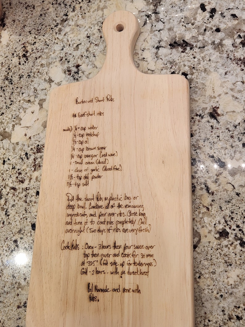Custom Engraved Recipe Board, Handwritten Recipe Cutting Board ...