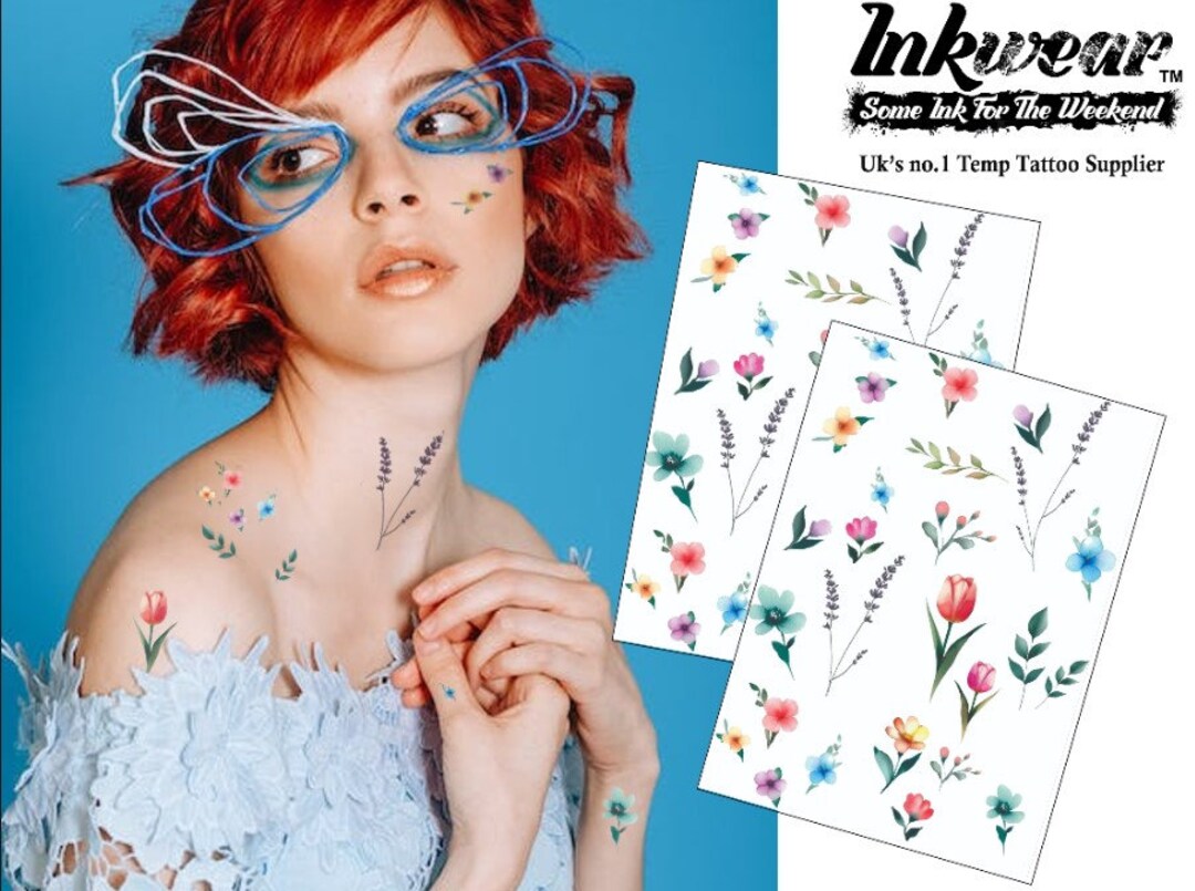 Temporary Colour Tattoos| 1 Sheet + 1 Sheet Free | Floral Designer ...