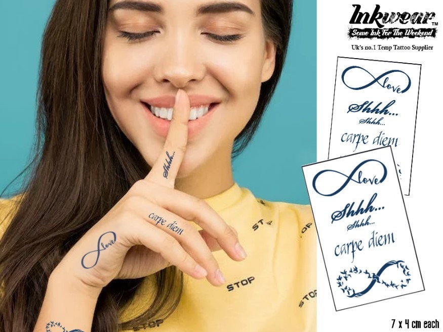 Semi-permanent Tattoo Infinity & Script Hand Tattoos | 1 Tattoo + 1 ...