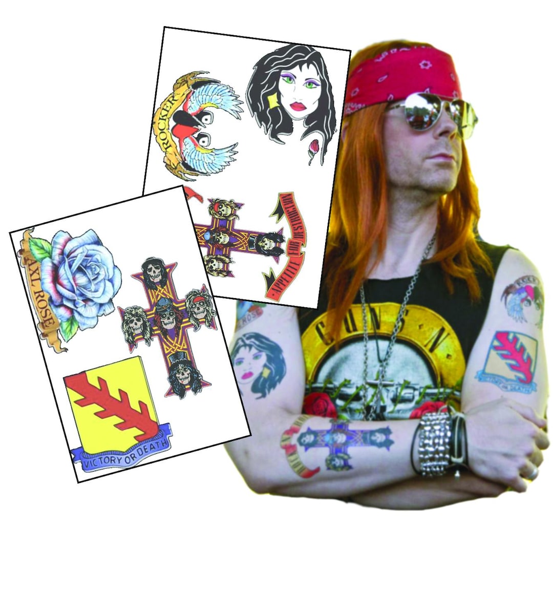 80's Rocker Life-sized Fake Tattoo Set | Ships From USA FAST | Life ...