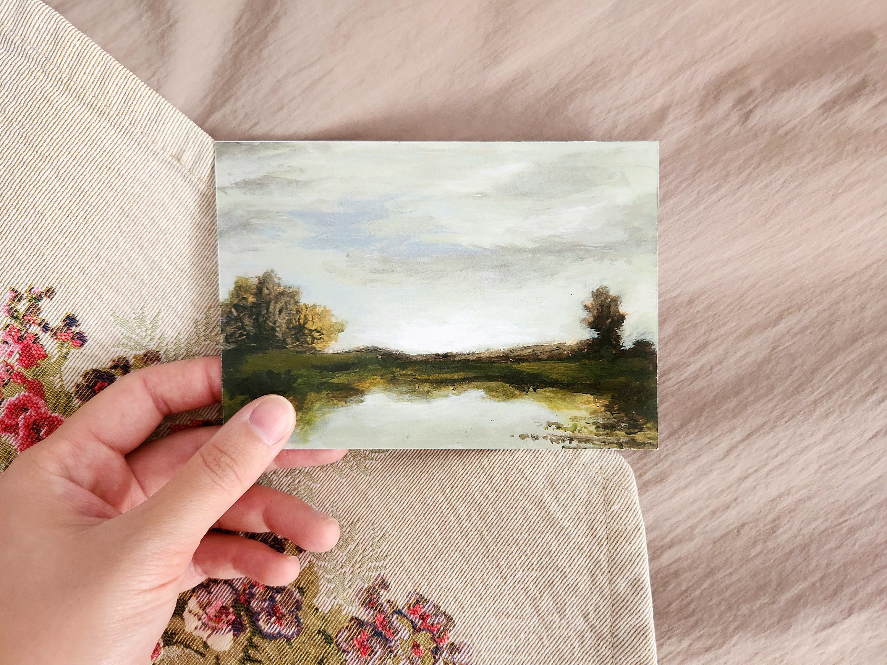 Small Vintage Style Landscape Art Print Framed Tiny Painting Wall Art ...