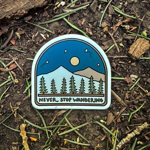 Never Stop Wandering Sticker // Waterproof, Vinyl Decal, Waterbottle ...