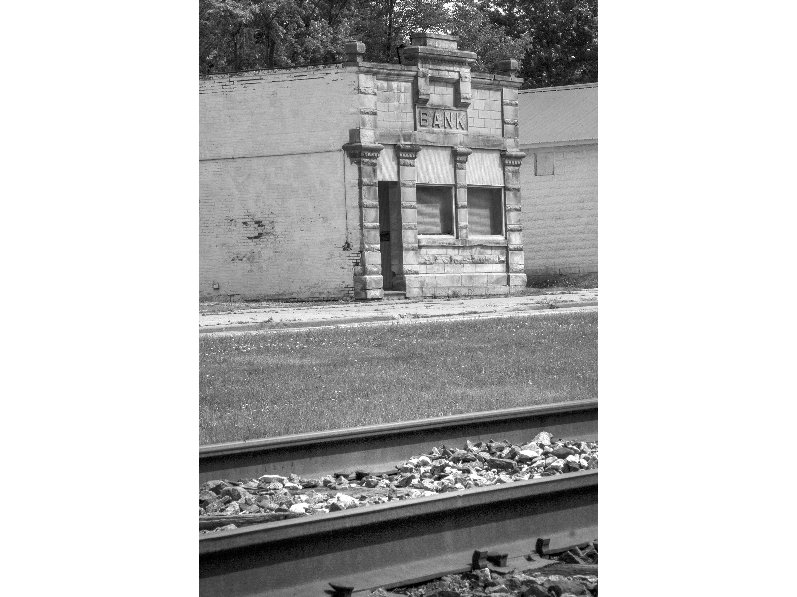 Old Bank With a Railroad in Front. Black and White Bank Photo. Historic ...