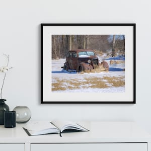 Antique Rusty Car in Snowy Field Photo (digital Download). - Etsy