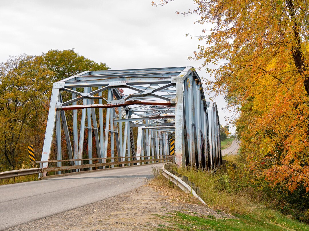 Overhead Metal Bridge: Historic Steel Truss Bridge Photo. (instant ...