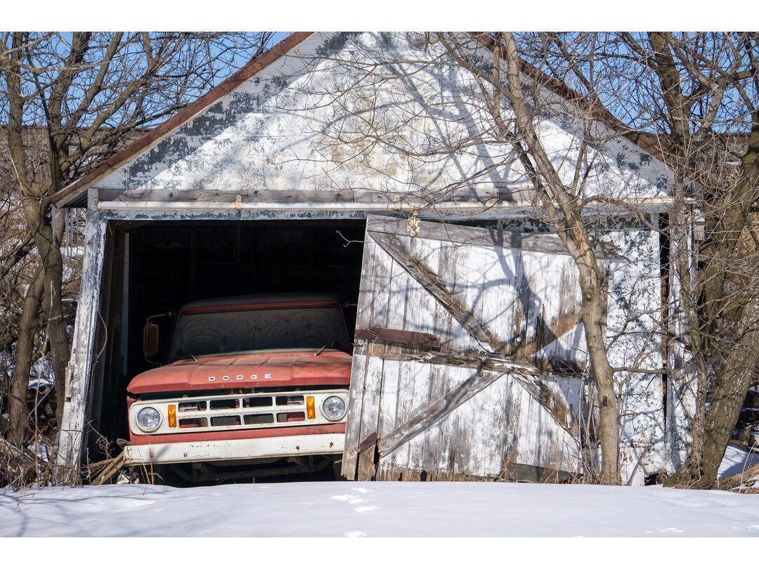 Old Red Truck in a Rustic Garage Photo Taken on a Winter's Day in ...
