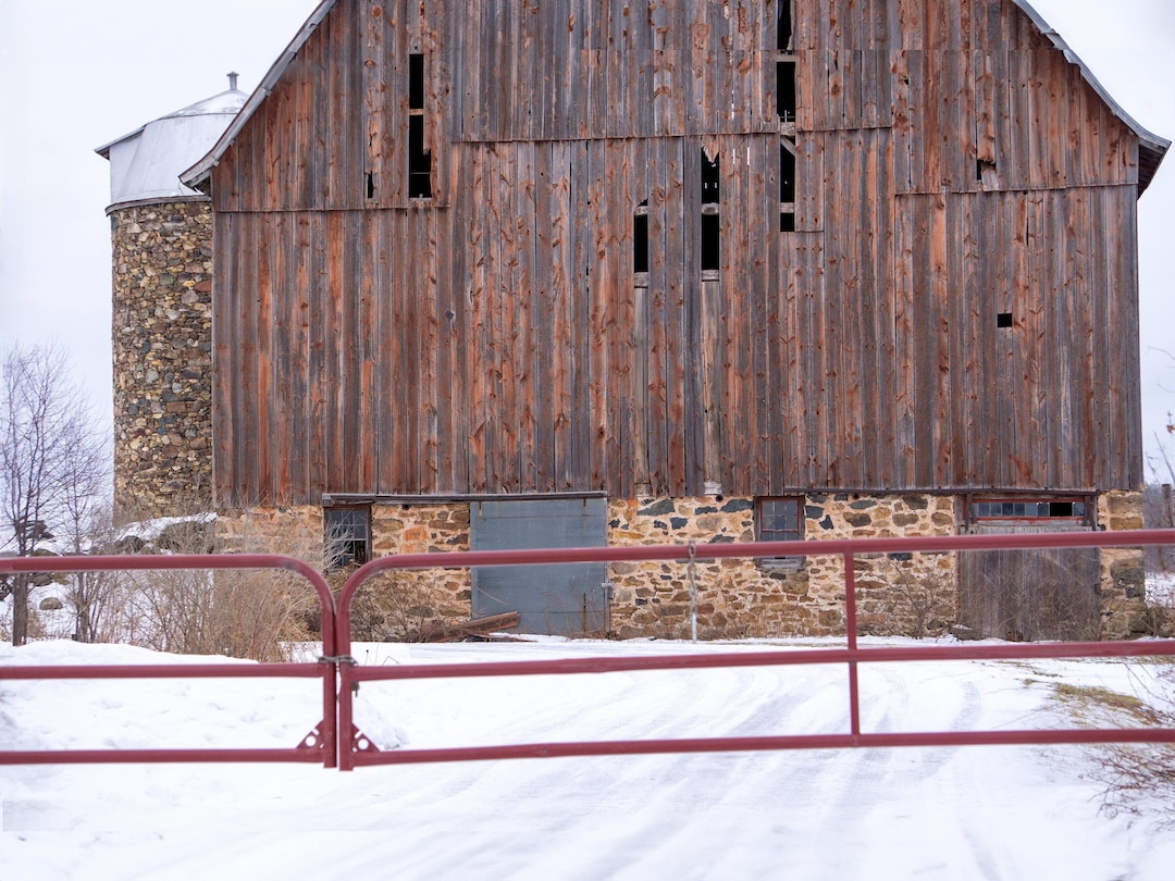 Winter Barn Photo: Rustic Red Barn and Gate. Wisconsin Landscape ...