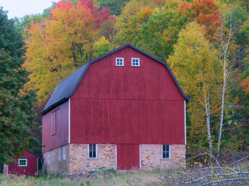 Red Barn Photo. Wisconsin Fall Landscape Photography. Rural Farm Scene ...